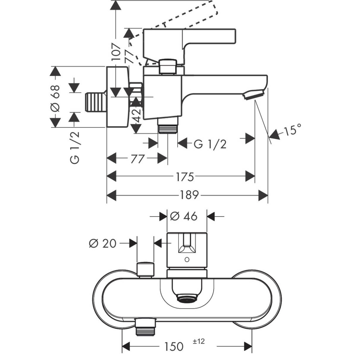 Купить Смеситель для ванны hansgrohe Metris S, 31460000, хром по ...